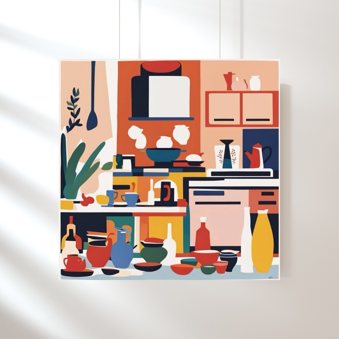 Culinary Canvas Digital Art Print, Square Art Print, Vibrant Abstract ...