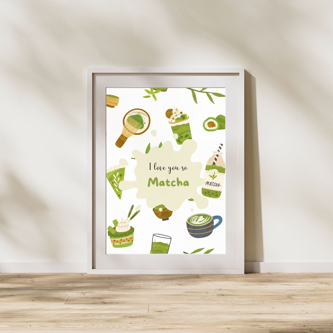 I Love You So Matcha Digital Art Print, Fun Kitchen Wall Art on Luulla